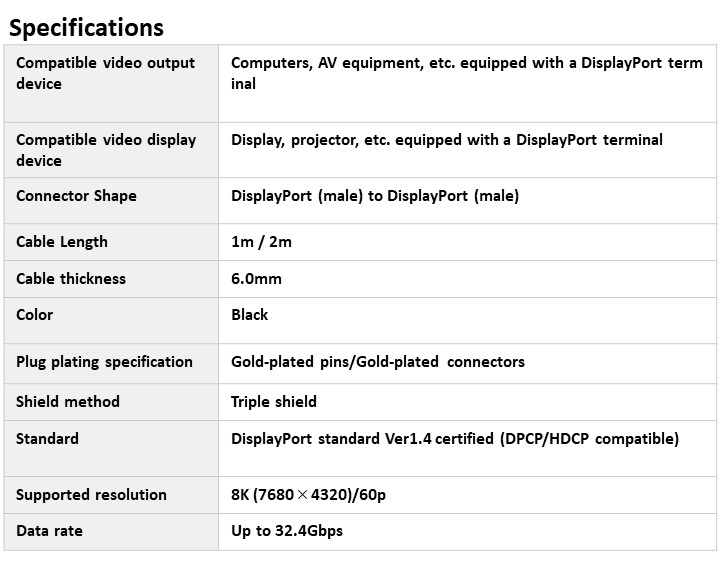 ELECOM 8K Display Port 1.4/ Display Cable/ CAC-DP1410BK2 Series 1m, 2m | Shopee Malaysia