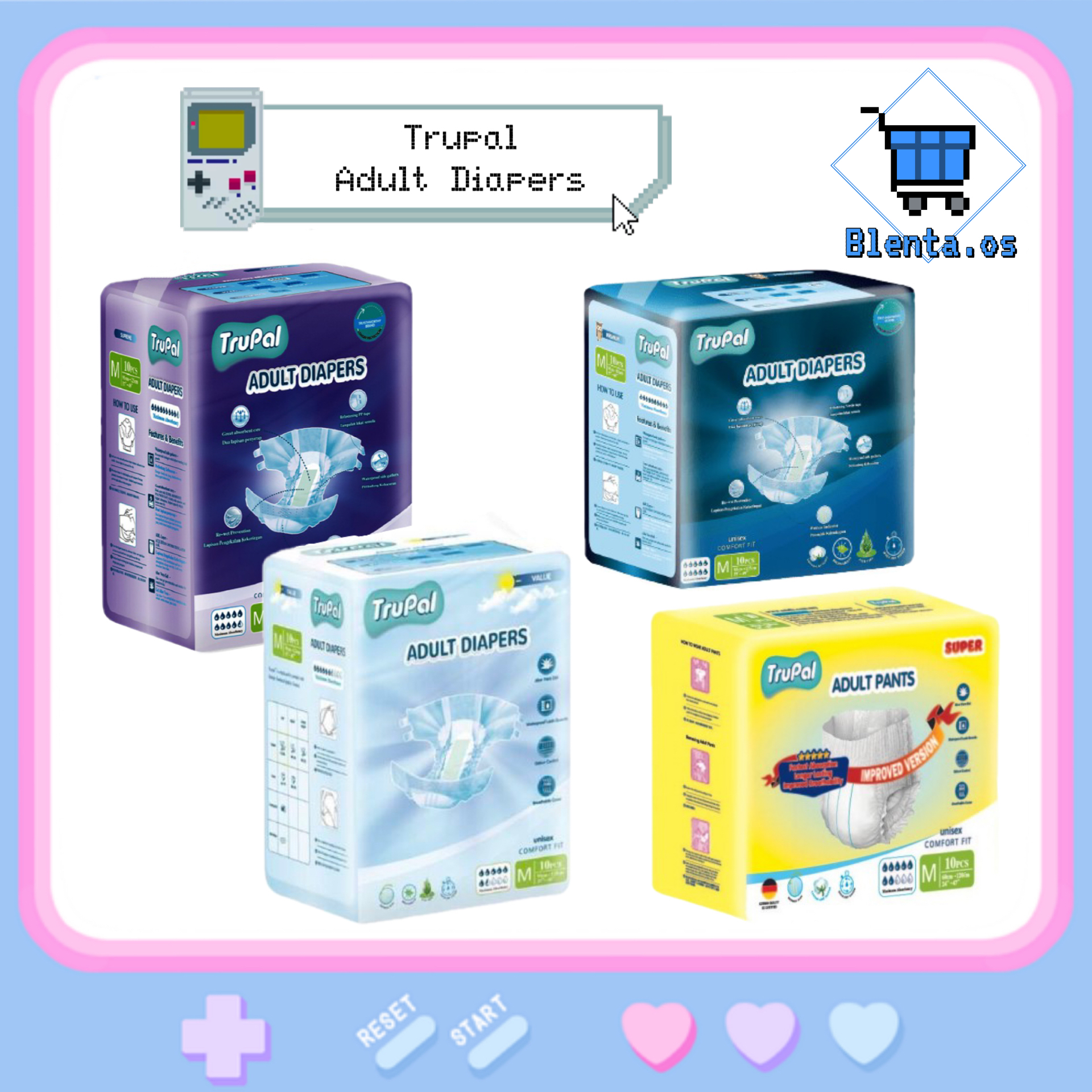 [Bundle of 3]Trupal Adult Diapers Supreme/Premium/Super/Value(M Size ...
