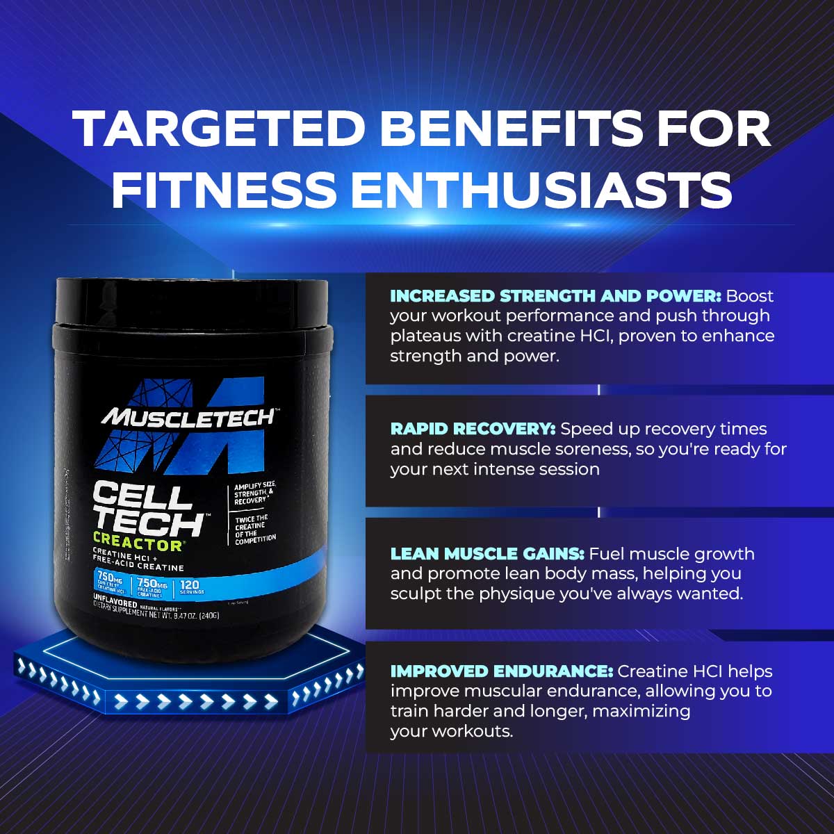 MuscleTech Cell Tech Creactor | Creatine HCI | Increase Strength & Gain ...