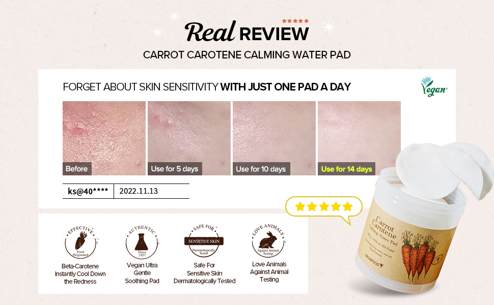 [SKINFOOD Official] Carrot Carotene Calming Water Pad 60ea / Toner Pad ...