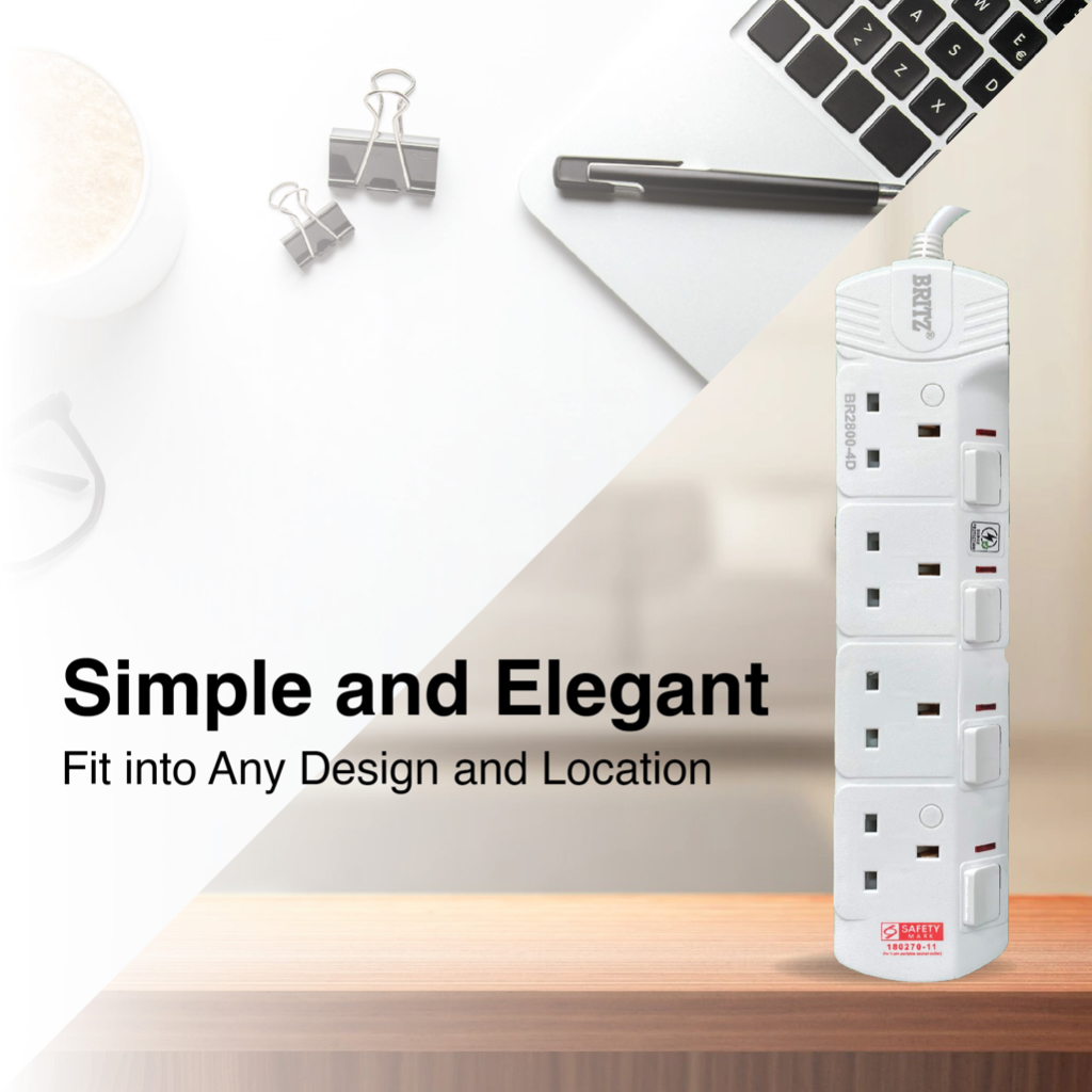 BRITZ 3/6 Metres Extension Socket Cord , Surge Protection , Safety Mark ...