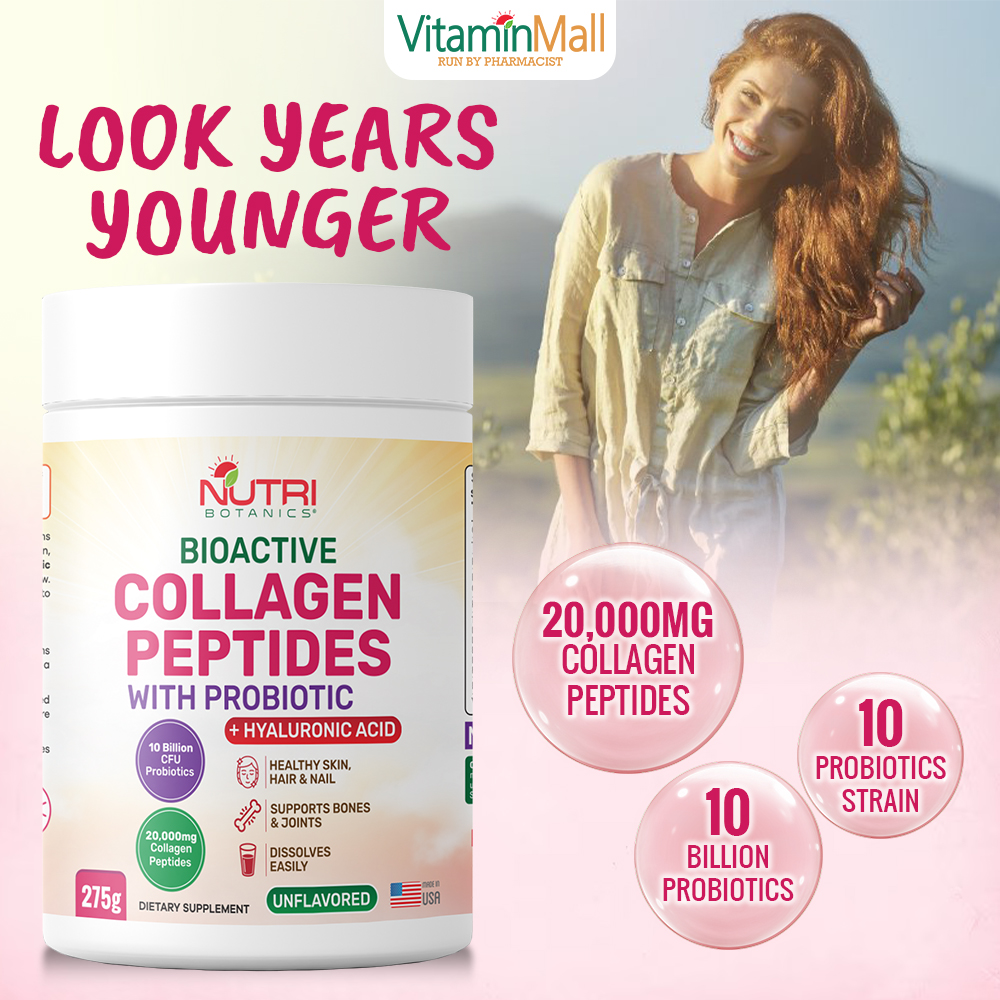 [BUY 8 FREE 4 + CC LOTION 30ML] Nutri Botanics Collagen Peptides Powder 20000mg + Probiotics ...