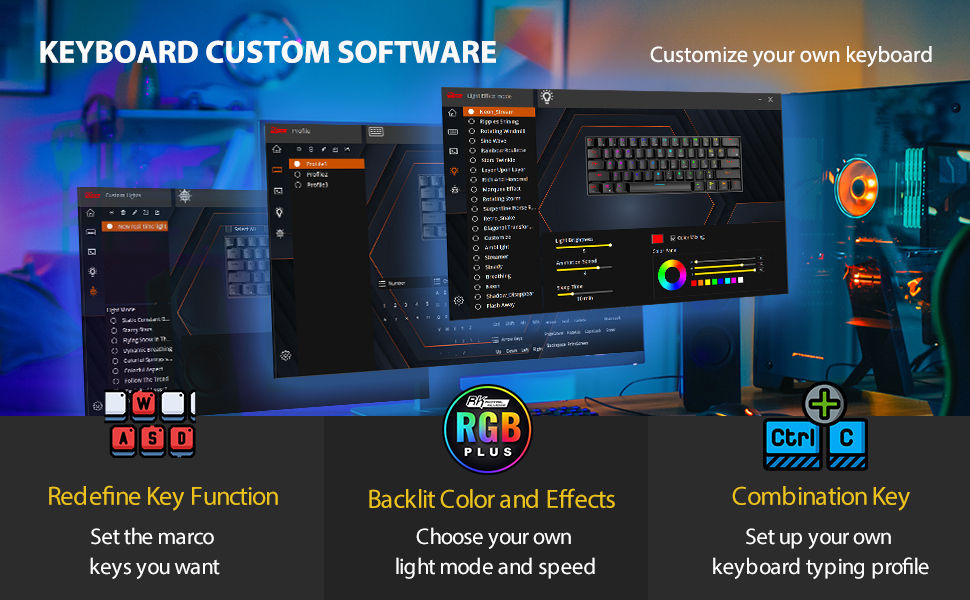 RK61 60% Mechanical Gaming Keyboard Royal Kludge Wireless Bluetooth ...
