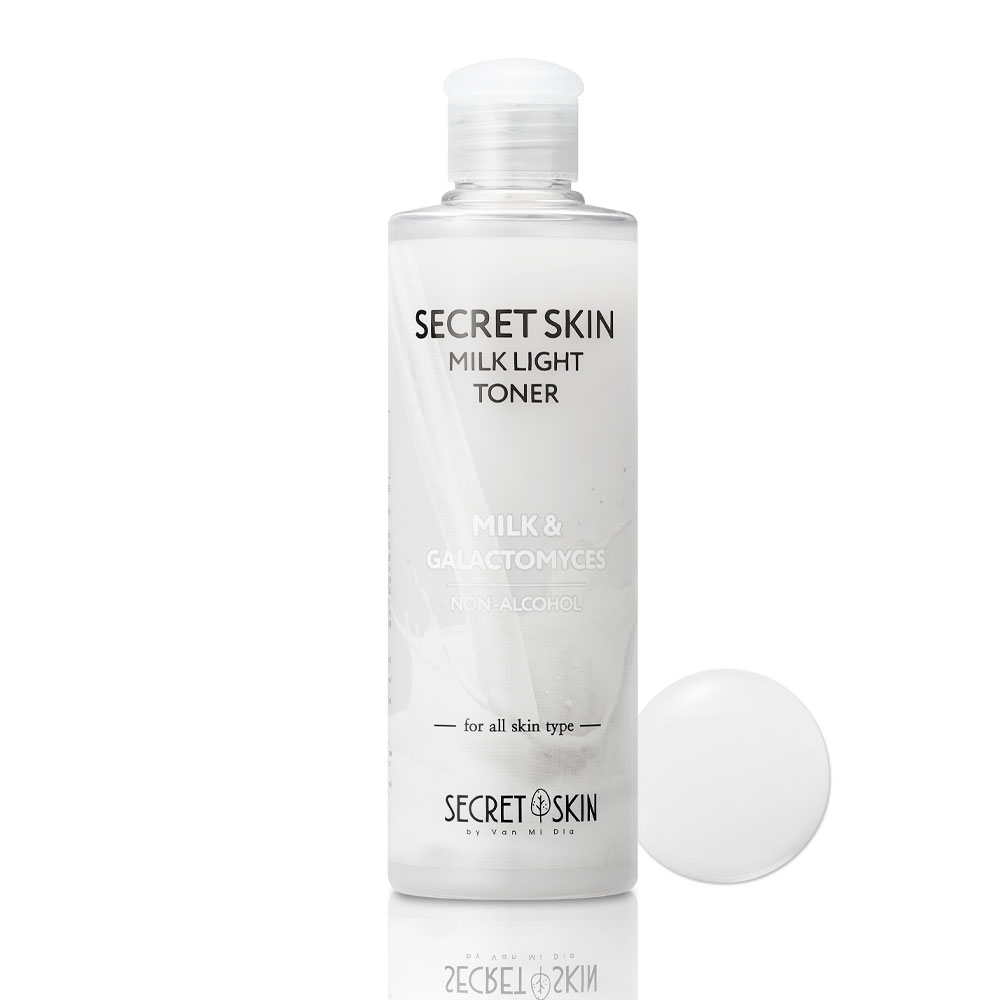 SECRET SKIN Milk Light Facial Toner 250ml Milk Galatomyces Alcohol Free Hydrating Moisturizing ...
