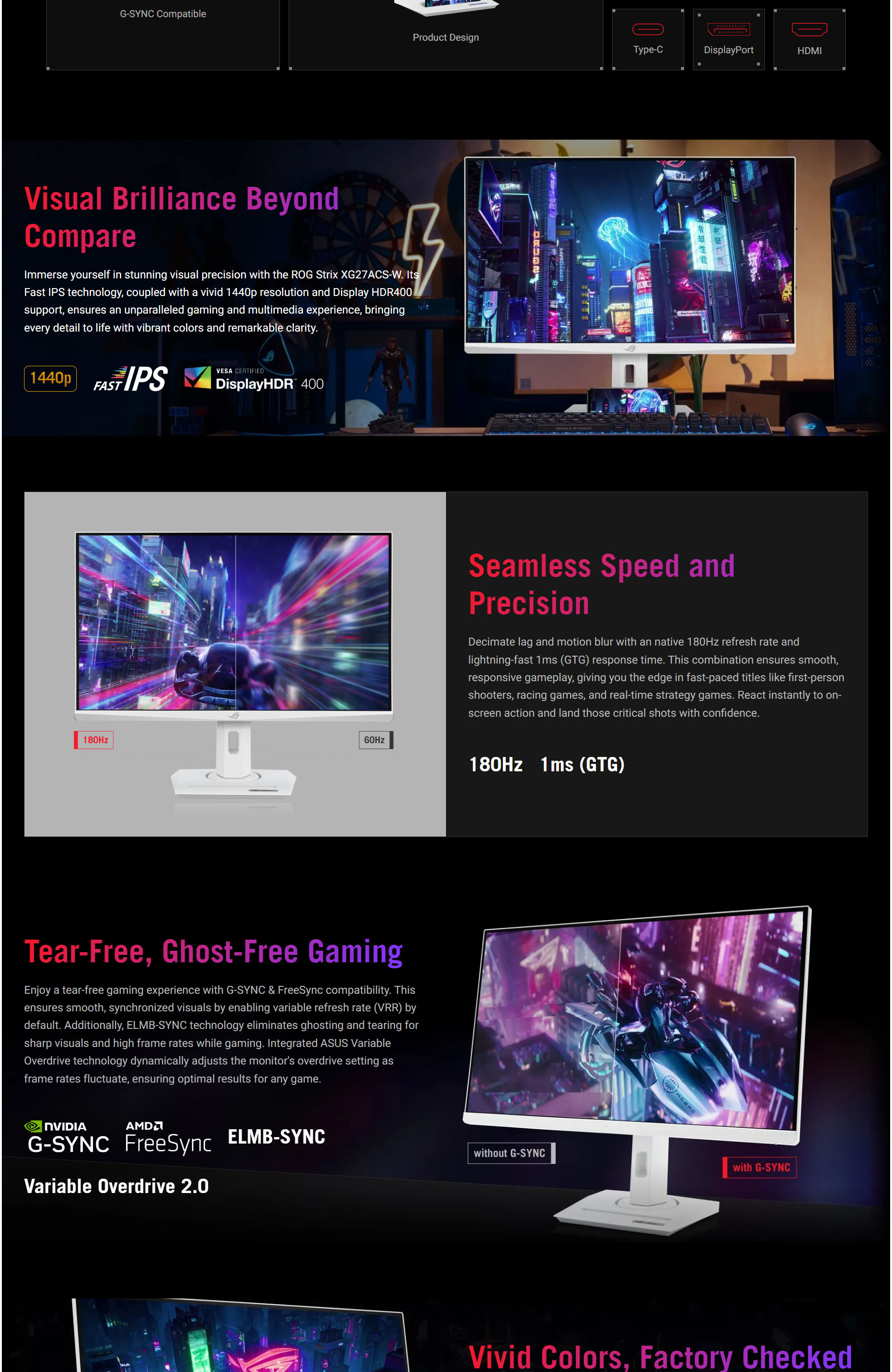 Asus ROG Strix XG27ACS-White - 27-inch QHD 180Hz Fast IPS Gaming ...