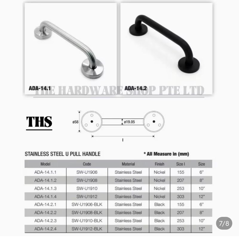 ECOWARE Stainless Steel U Pull Handle Heavy Duty Glass Door Round Bar ...
