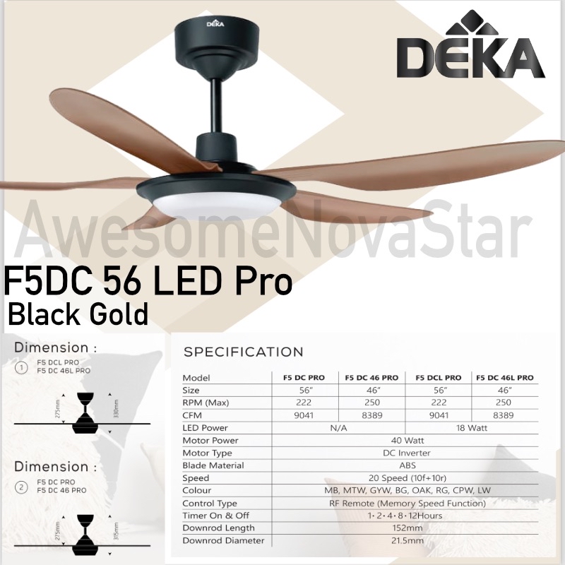 Deka Kronos F5DC Pro 56” / 46” K6 56" 42" / K5 Steel Blade Remote ...