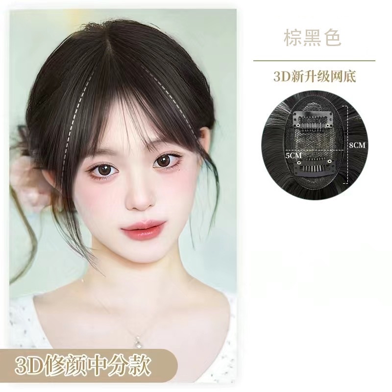 Hairpiece Artificial Human Hair Top Botak Front Fake Hair Air Bang ...