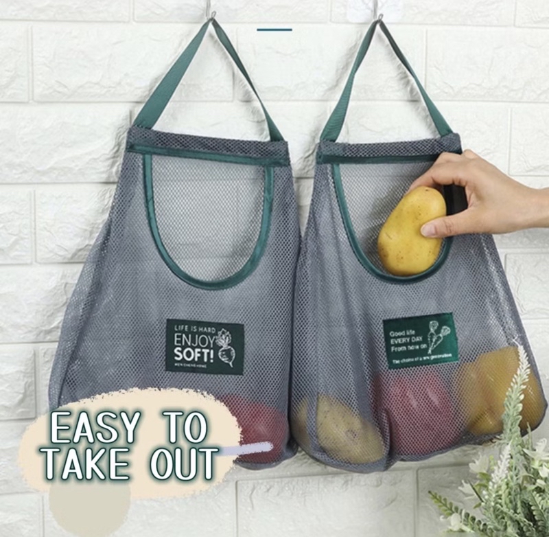Durable & Strong Hanging Mesh Storage Bags Kitchen Fruit and Vegetable ...