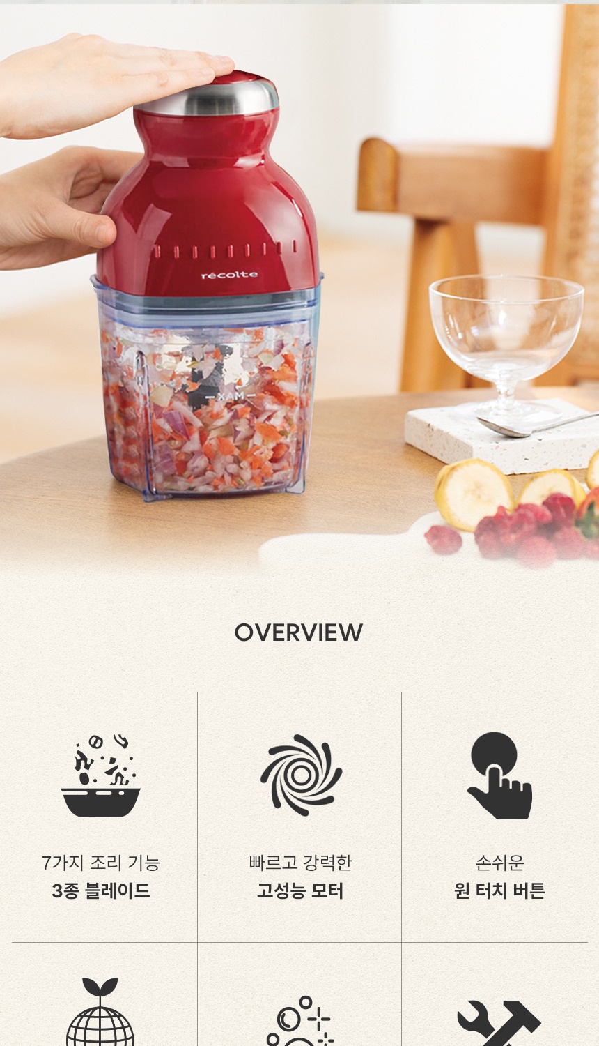 Recolte Compact Food Chopper Cutter Bonne Chopper Blender Grinder RCP-3 ...