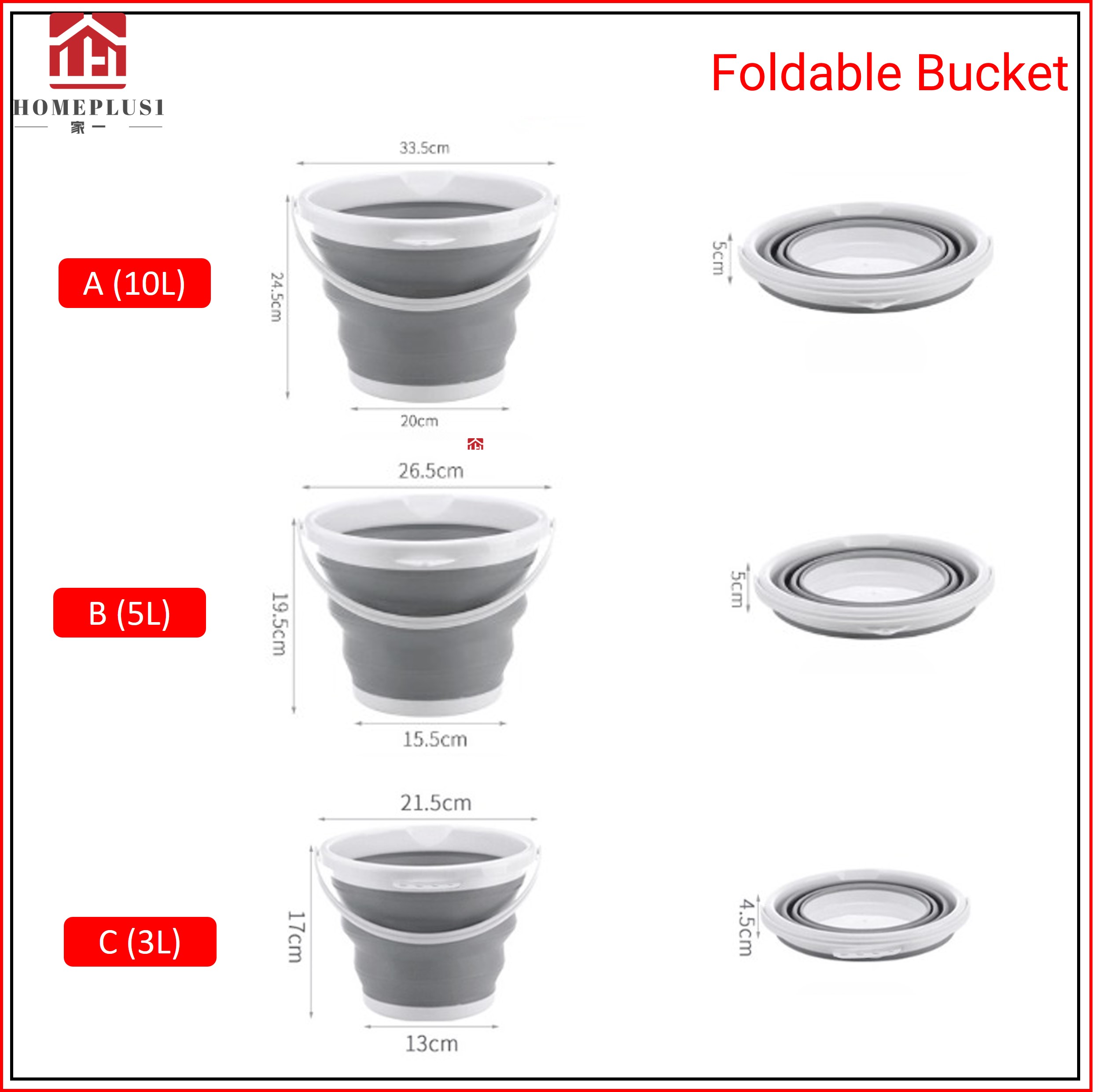 [SGHOMEPLUS1] Foldable Bucket Foldable Portable Outdoor Water Pail ...