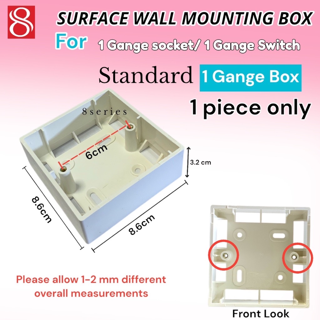 (SG seller) 1 Gang 2 Gang Switch & Socket Surface Mounting Box Standard ...