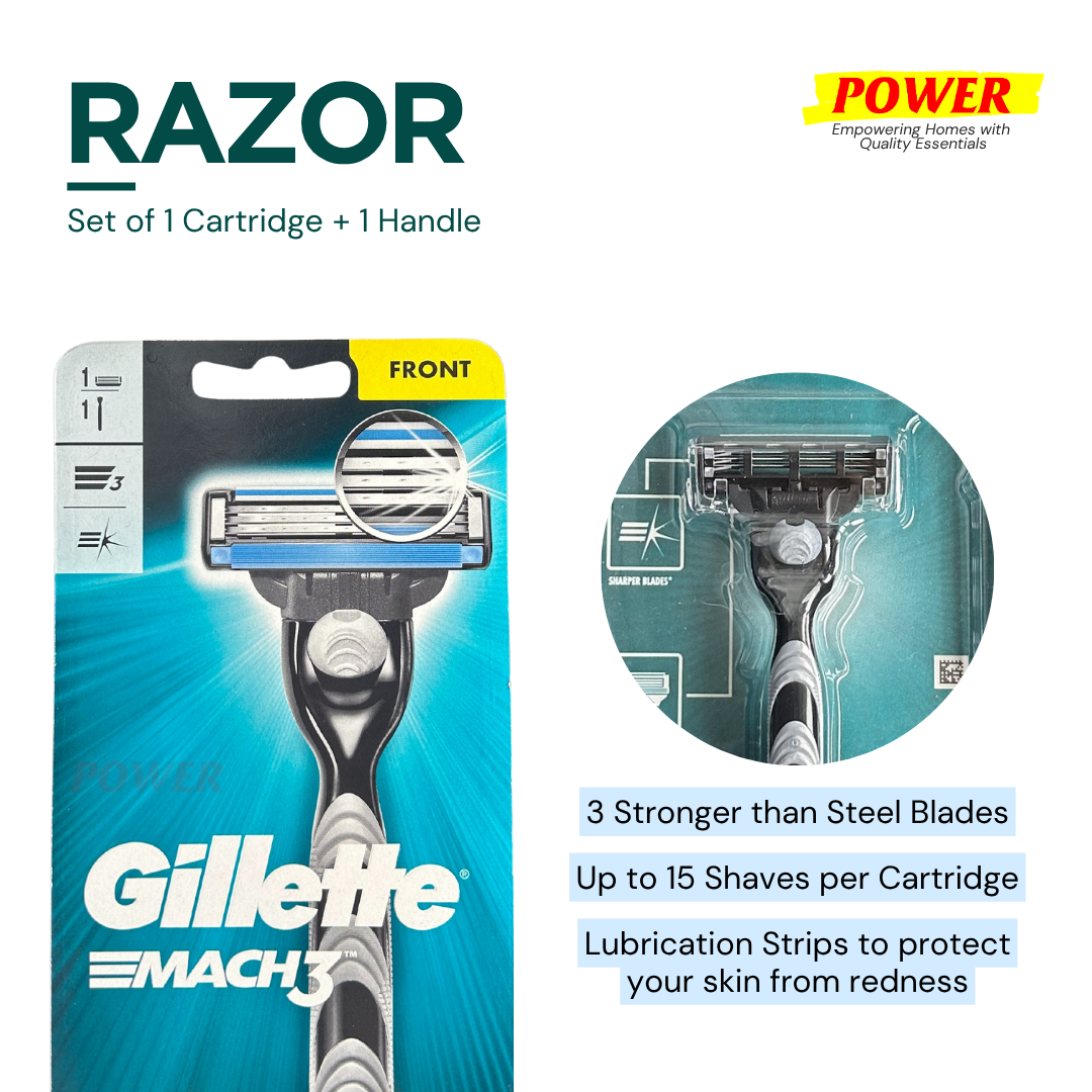 GILLETTE Mach 3 Razor Shaver Refill Handle | Shopee Malaysia