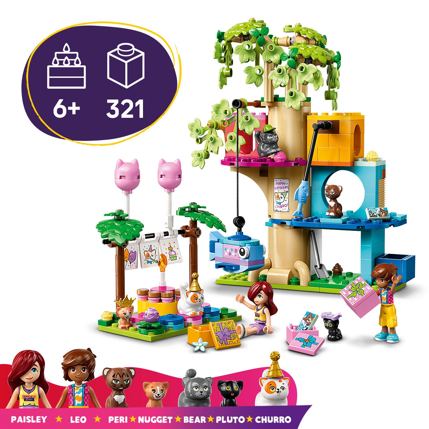 LEGO Friends 42666 Cat Birthday Party & Tree House (321 Pieces ...