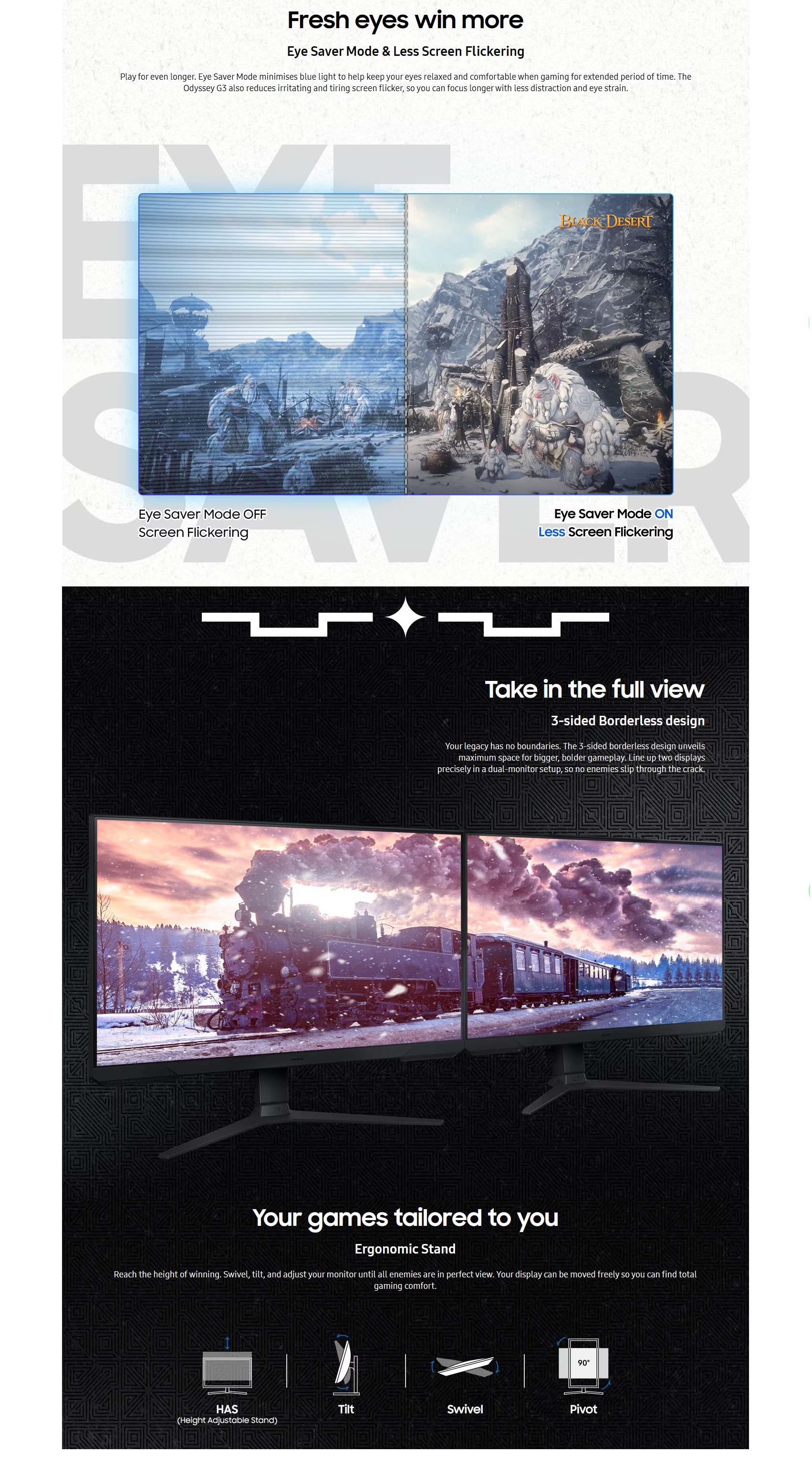 Samsung 24”, 27”, 32” Flat Odyssey G3 G30D FHD 180Hz Gaming Monitor ...