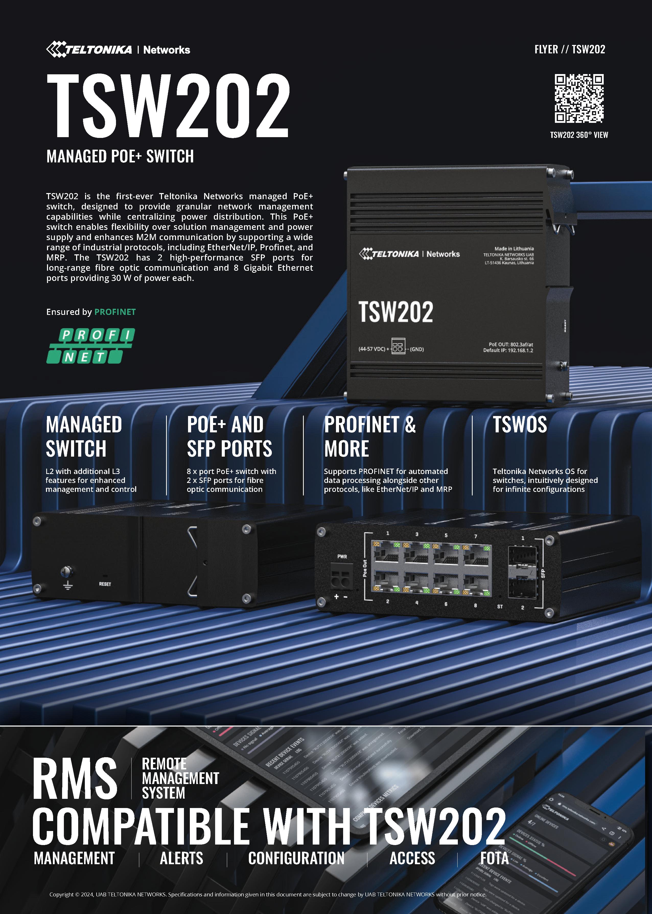 TELTONIKA TSW202 MANAGED PoE+ ETHERNET SWITCH (Power Adaptor not ...