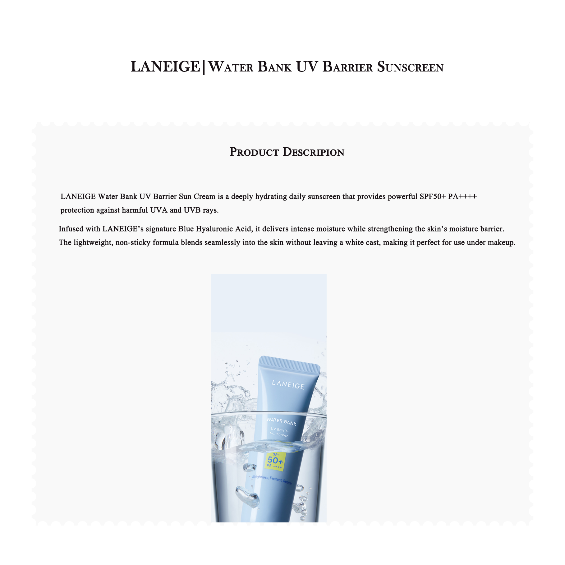 LANEIGE | Water Bank UV Barrier Sunscreen (50ml) | Shopee Malaysia