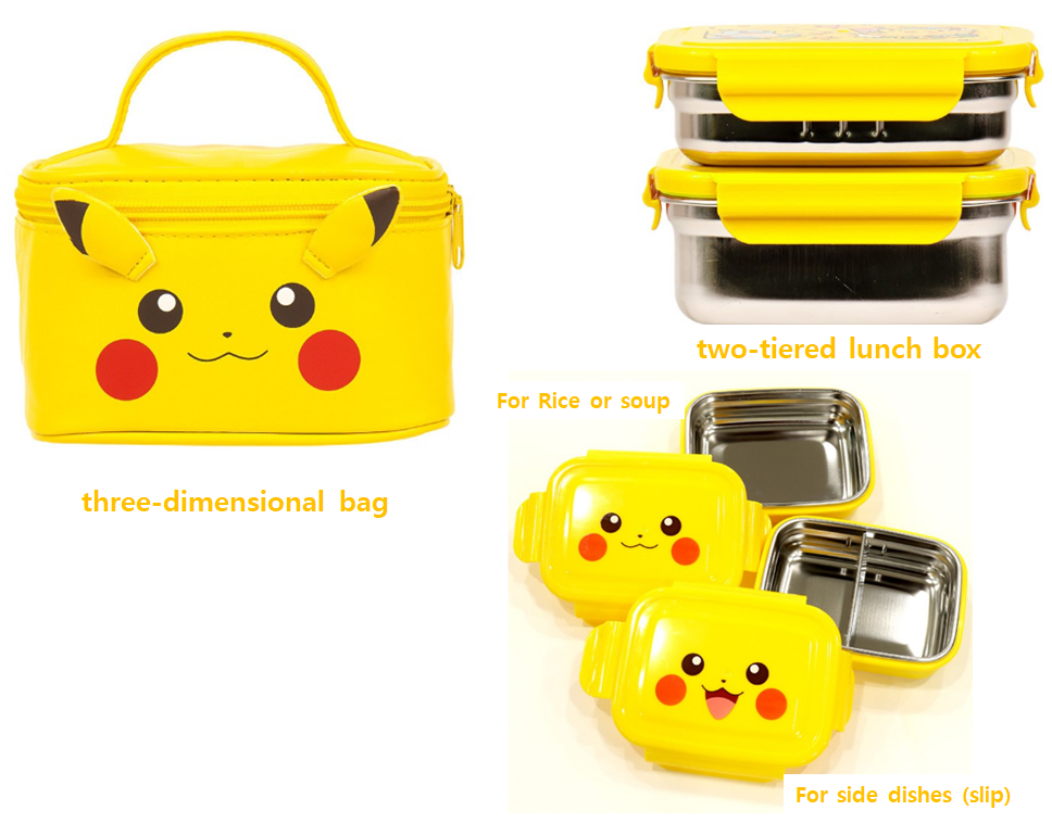 [LILFANT] Pokémon 3D Double Lock Stainless Steel Lunch Box with Bag Set pokemon | Shopee Malaysia