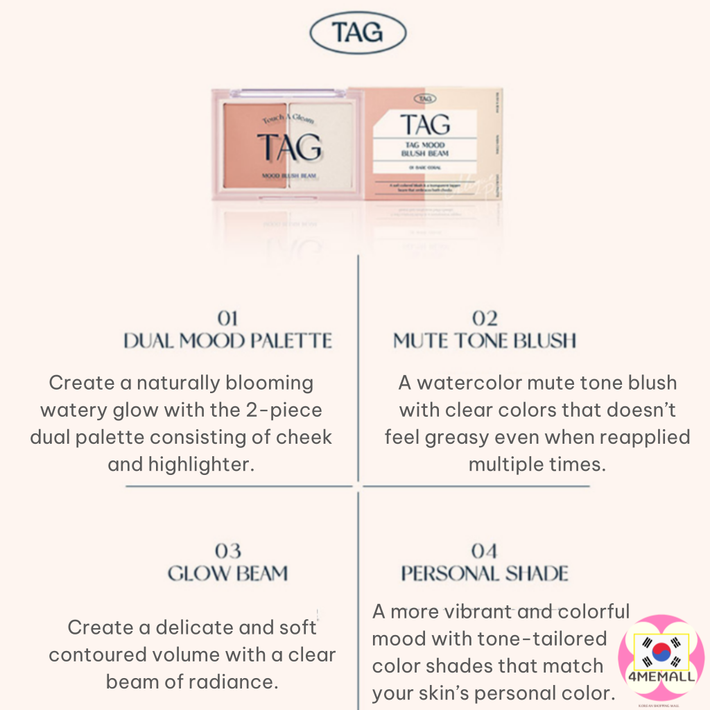 TAG by too cool for shcool mood blush beam 9g blusher Korean beauty ...