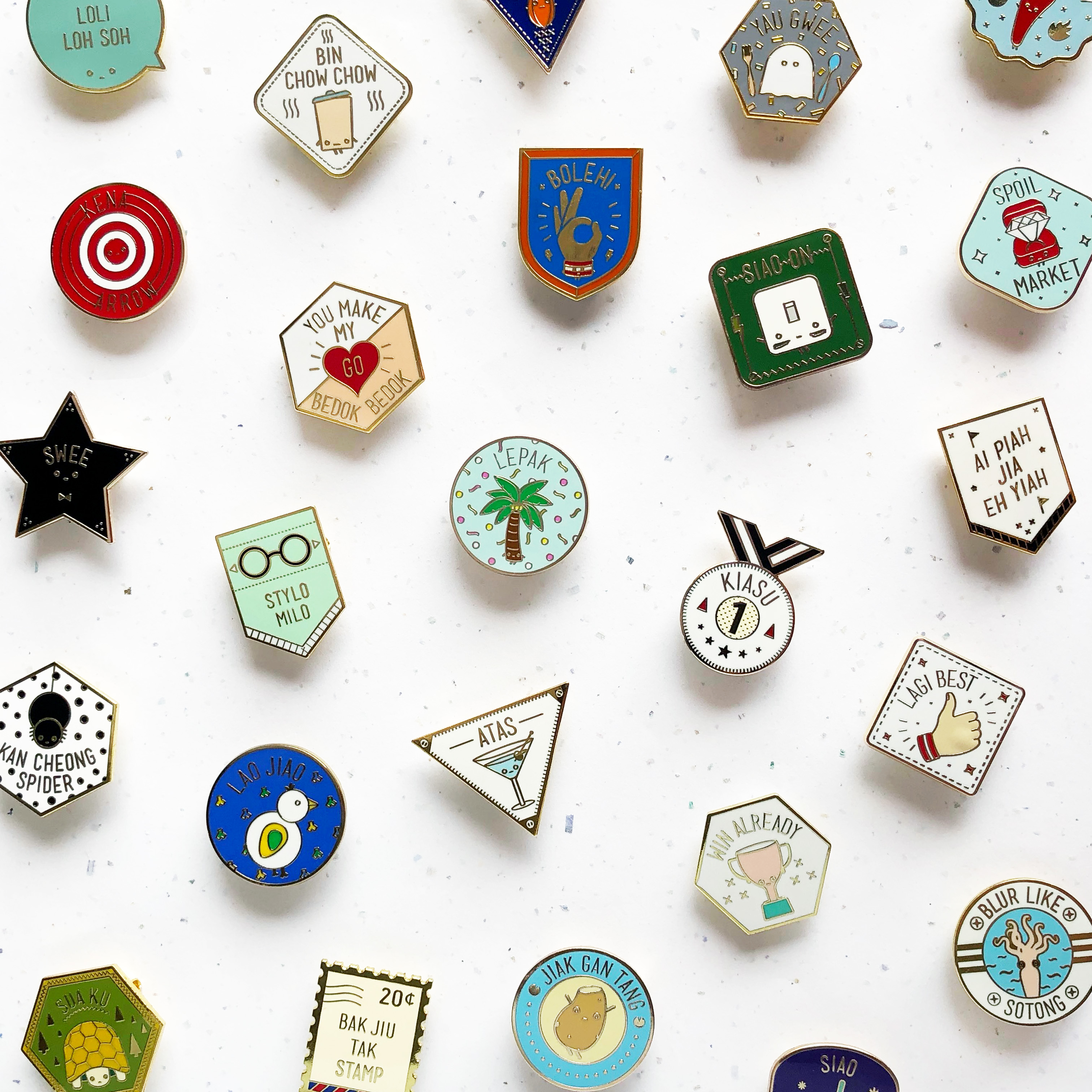 Souvenir Singlish Brooch (Part 4) – Heng / Siao Ting Tong / Stylo Milo ...