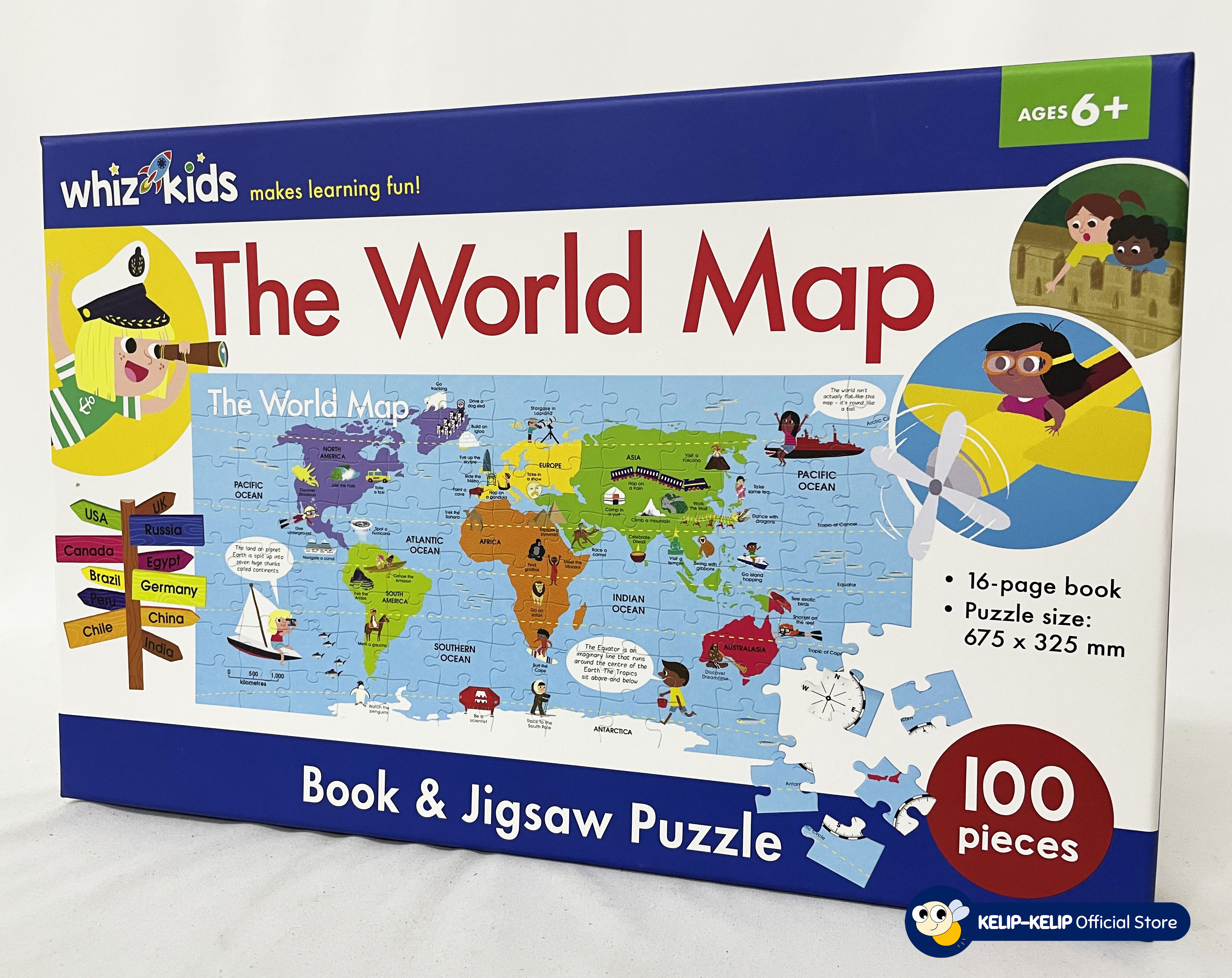 World Map Book & 100 Jigsaw Puzzle 100 Pc Set For Children To Play ...