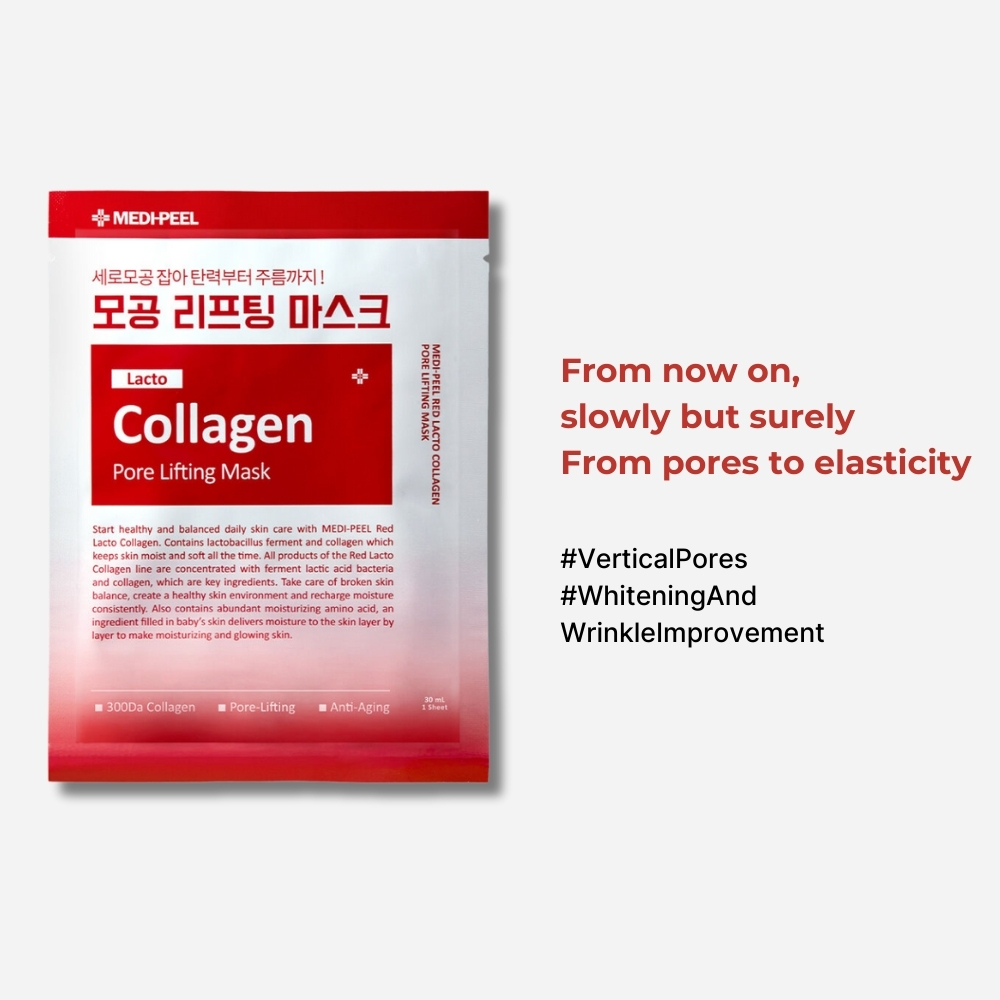 MediPeel Red Lacto Collagen Pore Lifting Mask - 30ml x 10 Sheets | Anti ...