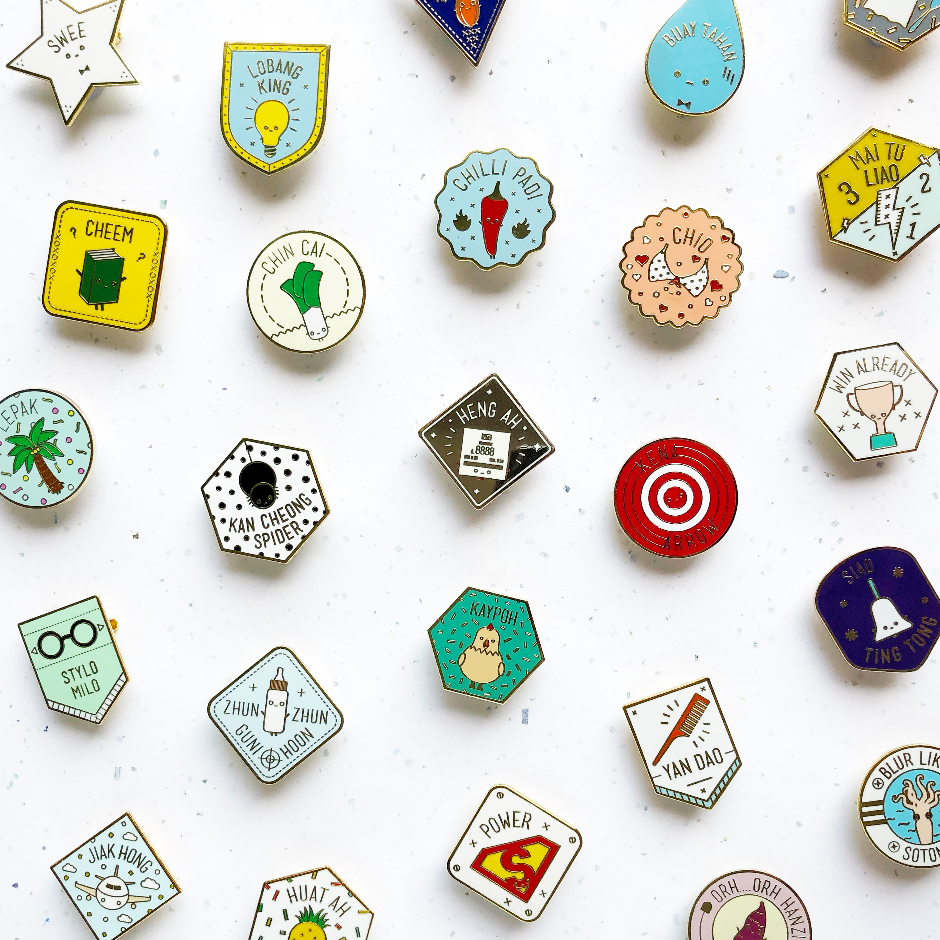 Souvenir Singlish Brooch (Part 4) – Heng / Siao Ting Tong / Stylo Milo ...
