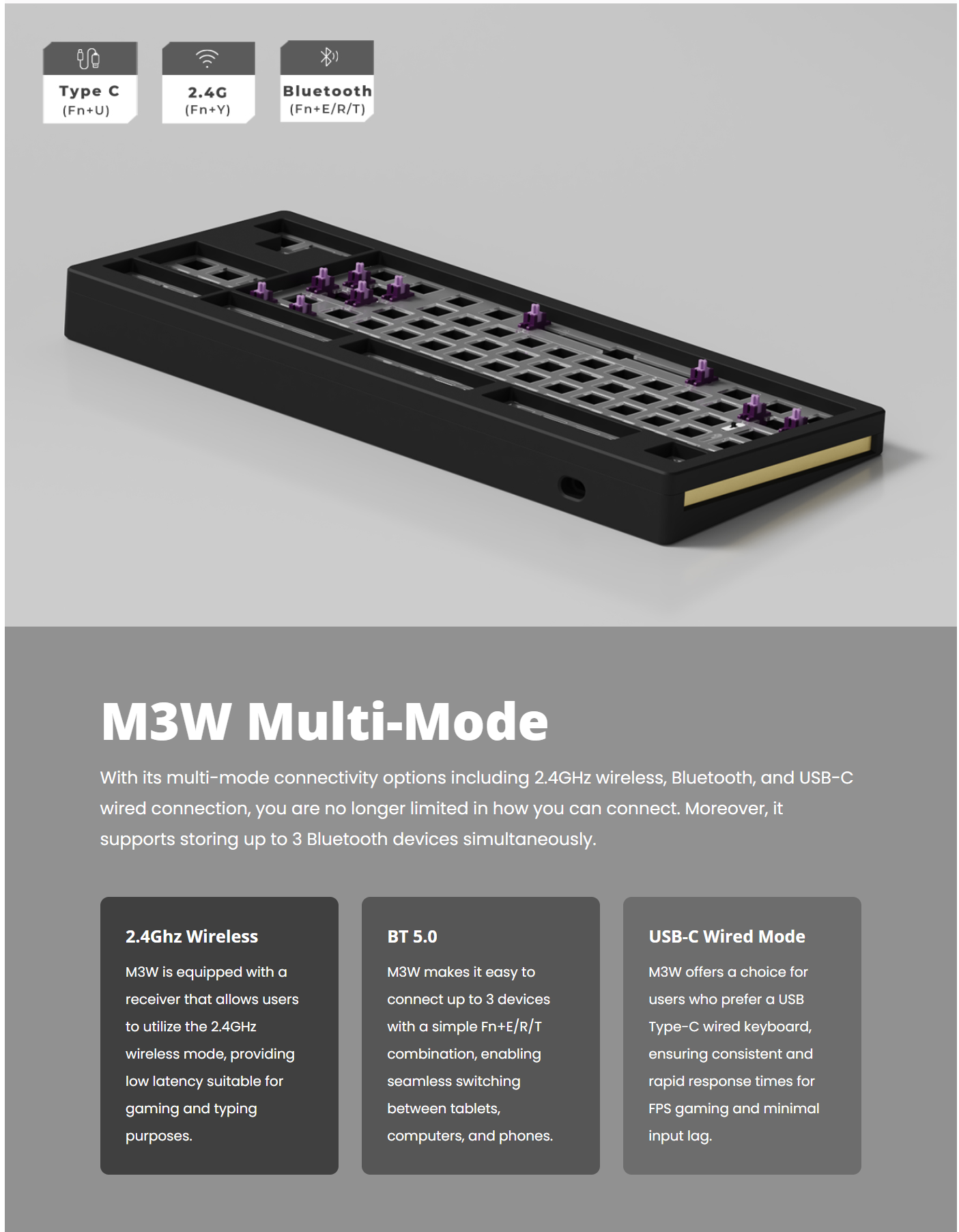 Akko MONSGEEK M3W CNC Aluminium Mechanical Keyboard Barebones Kit ...