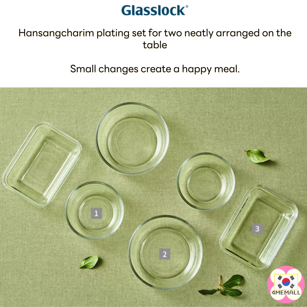 Glasslock Hansangcharim Plating Set for 2 Korean Table Setting Glass ...