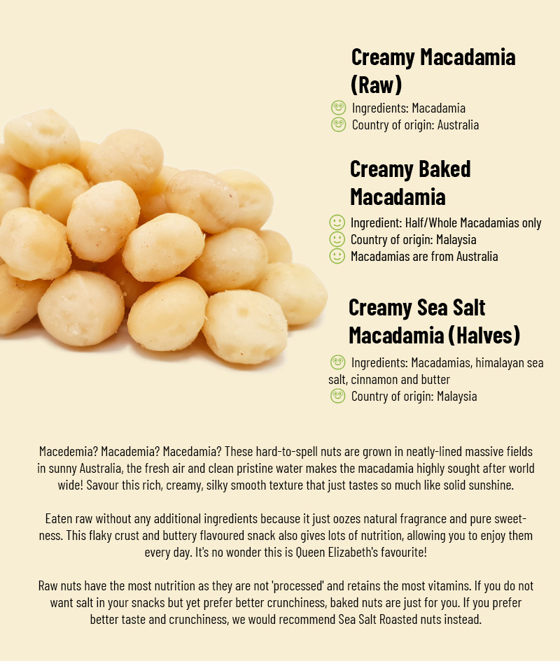 SnackFirst Macadamia (Raw/Baked/Himalayan Sea Salt) 200g/1kg ...