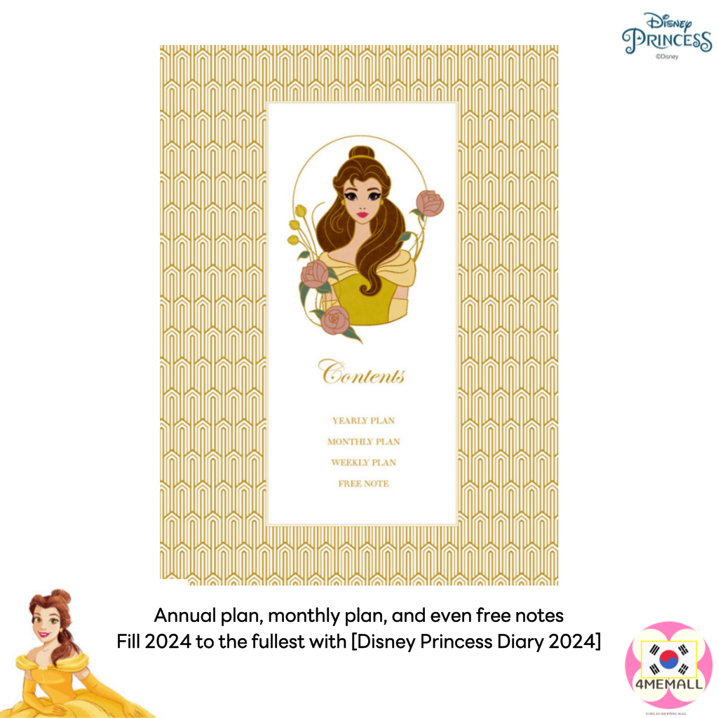 NEW 2024 Disney Princess Diary Date Type Korean Style Gift Planner ...