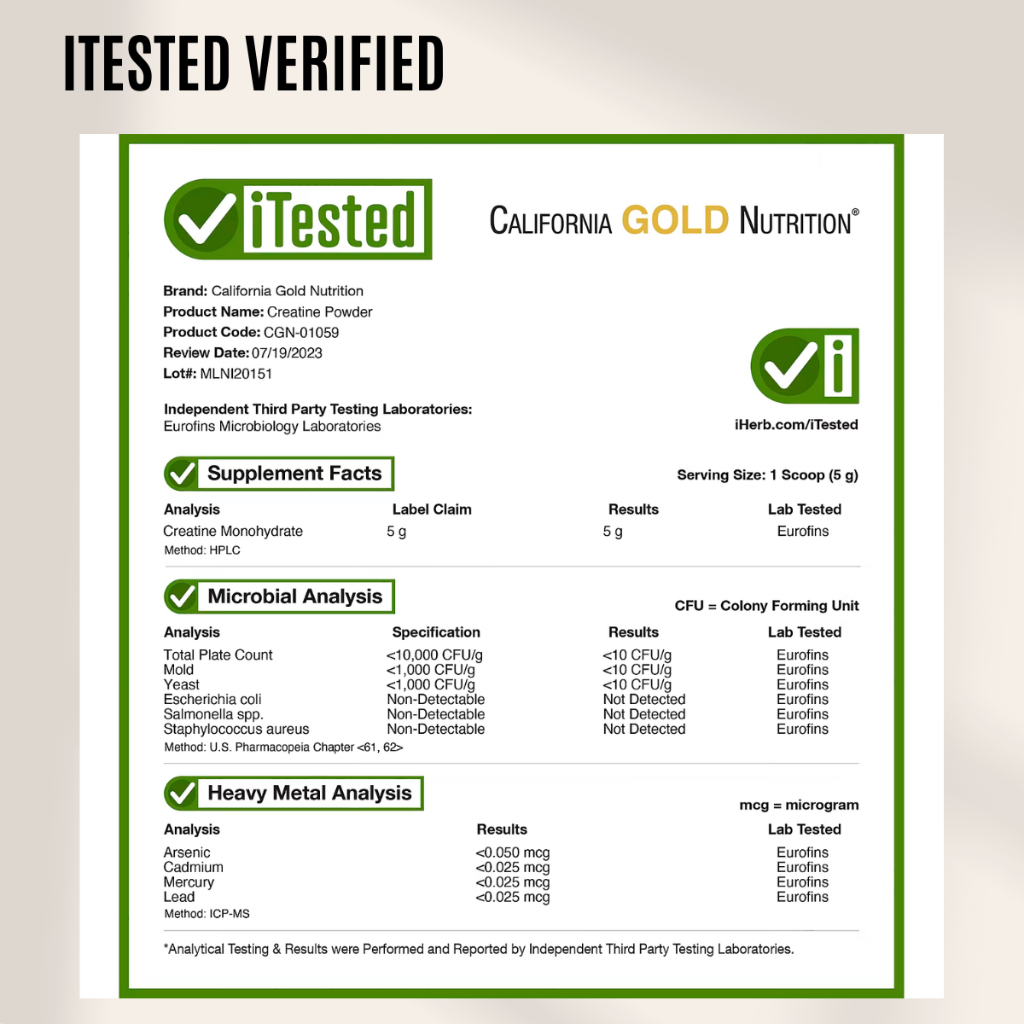 California Gold Nutrition, Creatine Monohydrate, Unflavored, Build ...
