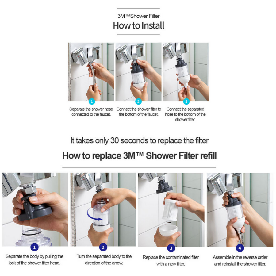 3M Shower Filter Purify safety water Chlorine Removal | Shopee Malaysia