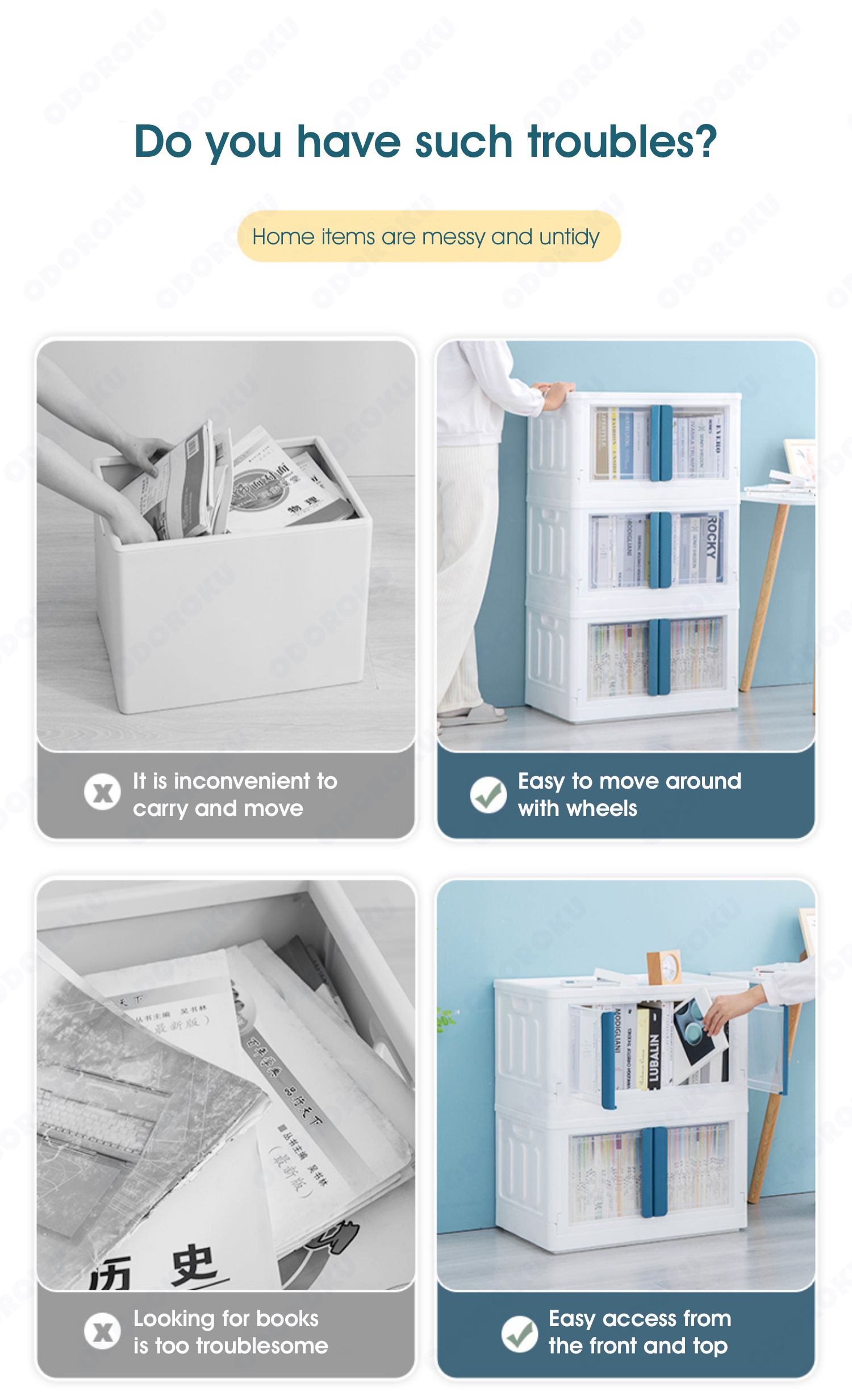 ODOROKU 95L Huge Stackable & Collapsible Storage Box Stackable Foldable ...