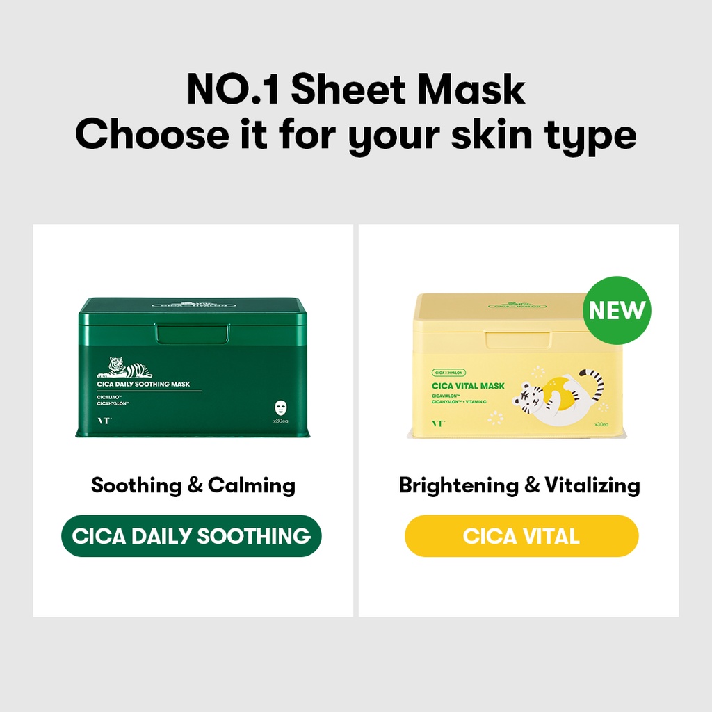 [VTCOSMETICS] CICA Daily Soothing Mask 30ea / Sheet mask / Acne care ...