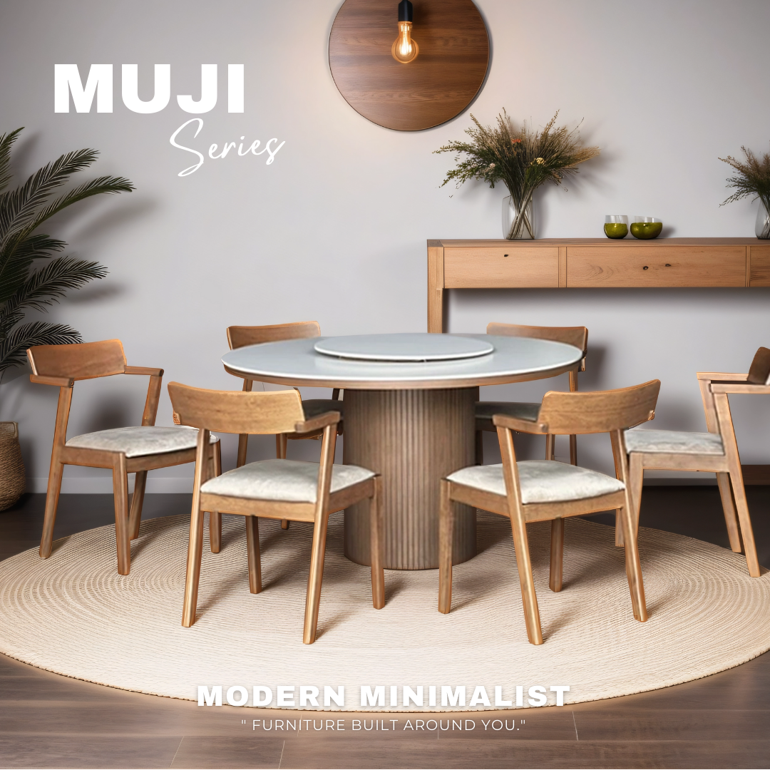 [TECK SENG] Muji Style Wooden Dining Set/ Solid Rubber Wood/ White ...