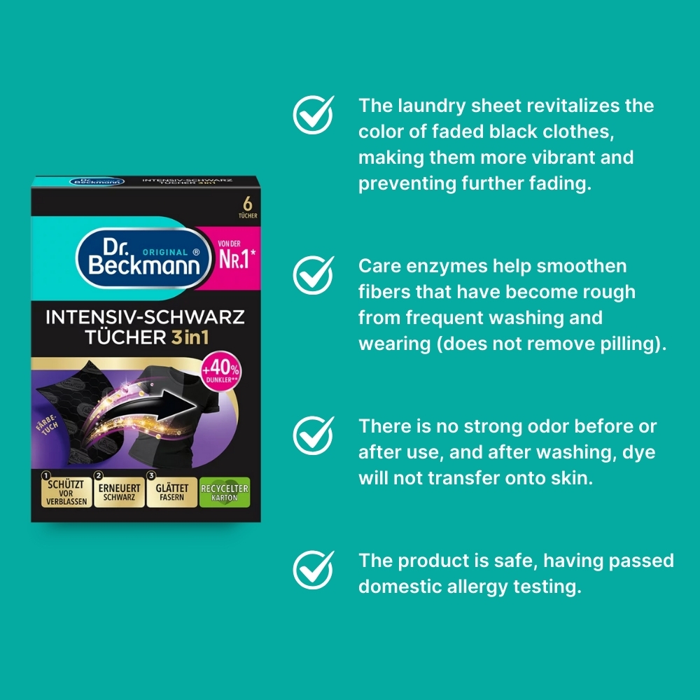 Dr Beckmann Black Colour & Fiber Refresh 3in1 Intensive Black Cloths ...