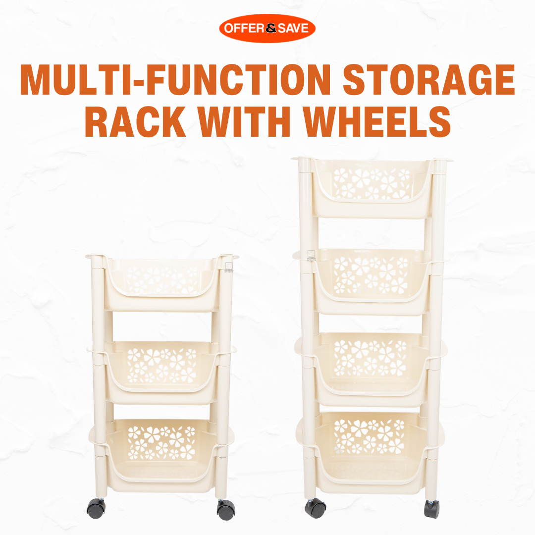 Premium Multi-Purpose Kitchen Trolley 3 & 4 Tier Storage Rack With ...