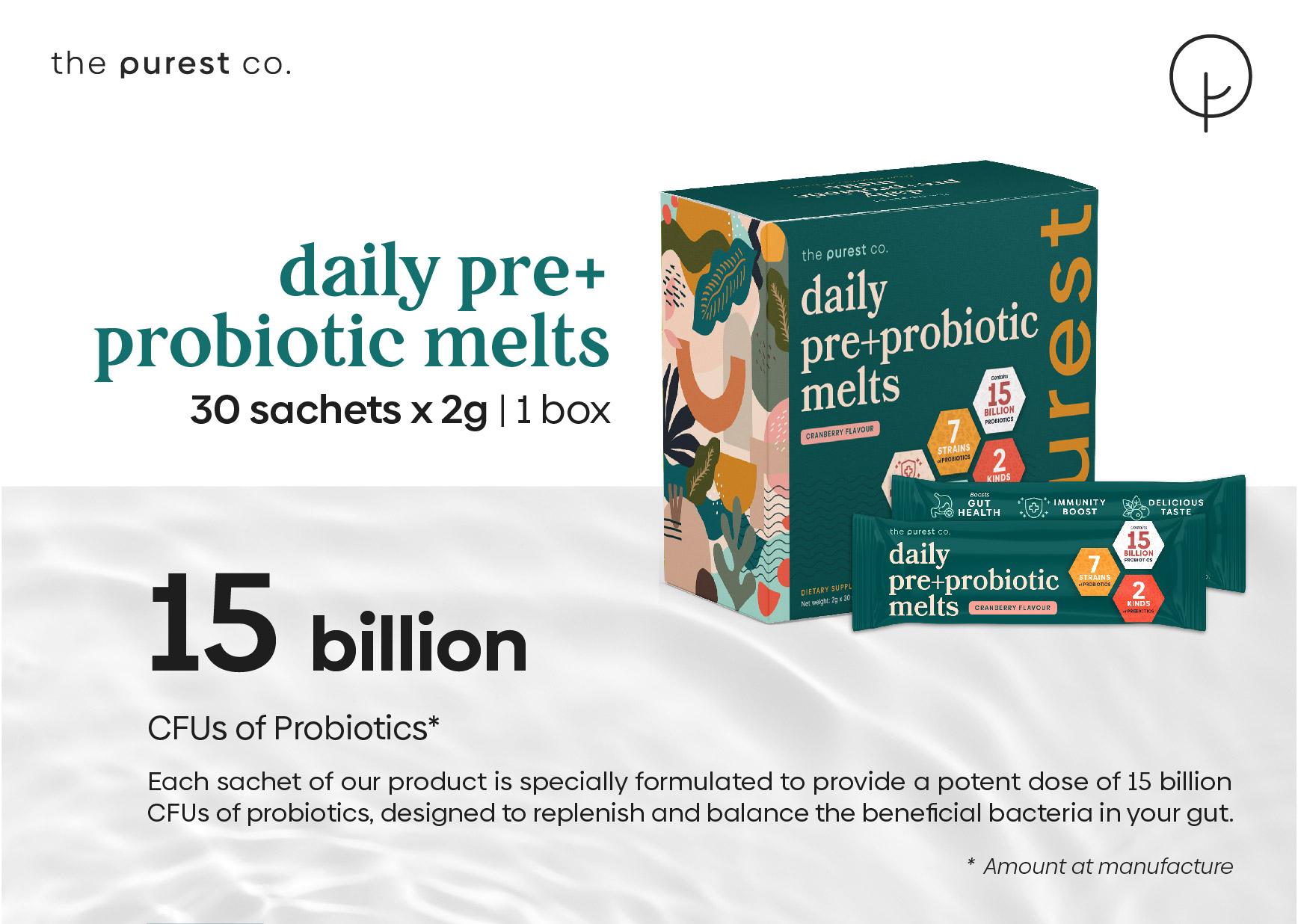 Purest Co Daily Pre+Probiotic Melts - For Gut Health & Digestion ...