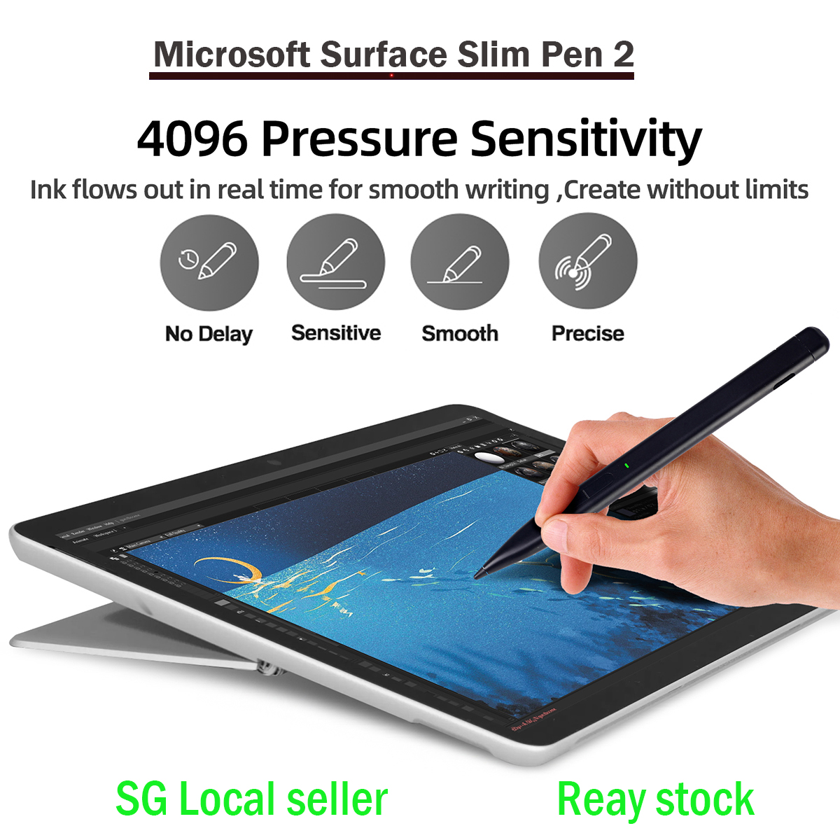 Slim Pen 2 Compatible for Microsoft Surface Pro 8 Pro 9 Pro X, Stylus ...