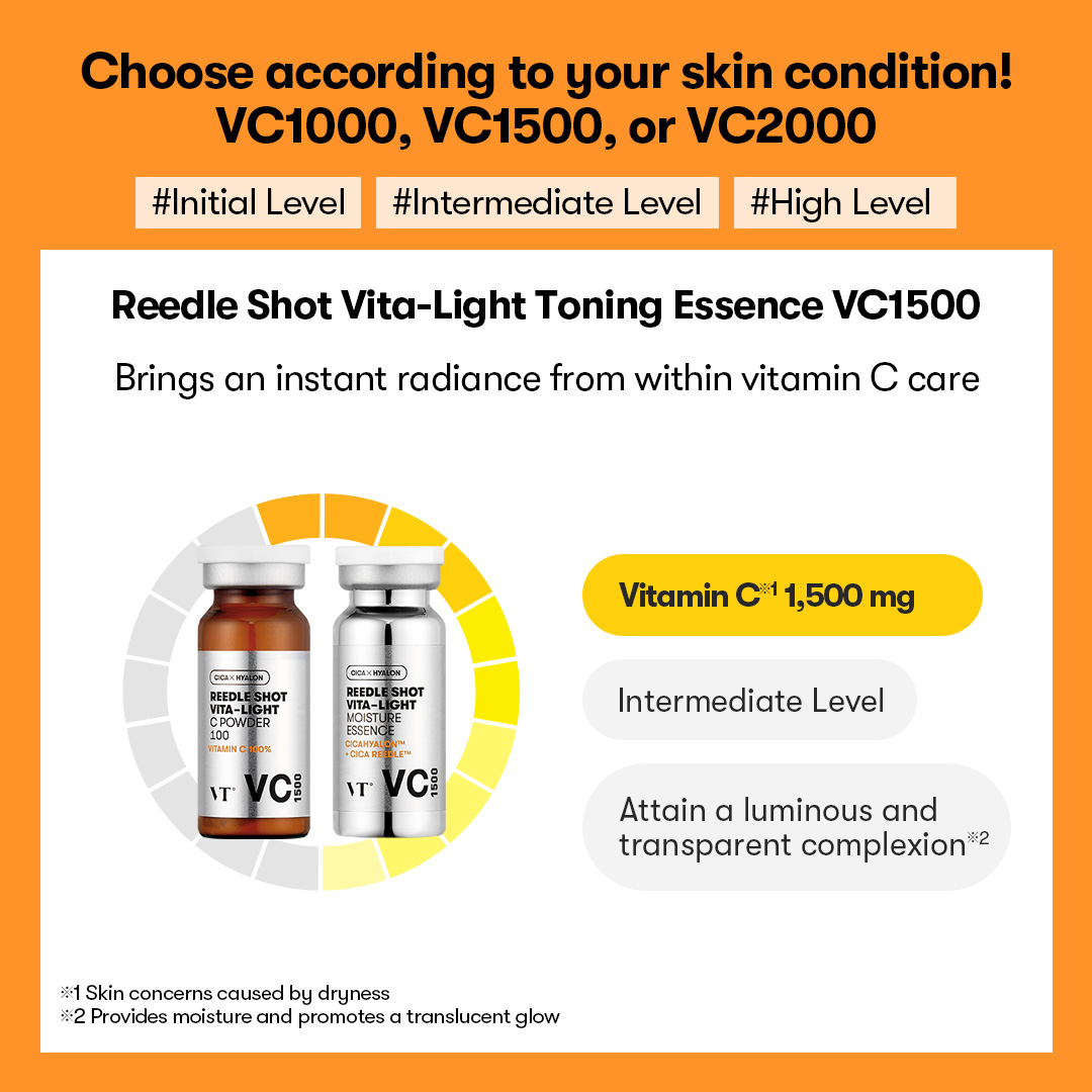 [VT] REEDLE SHOT VITA-LIGHT Toning Essence VC1000 10ml 2ea(C Powder 100 1g*1ea & Moisture ...