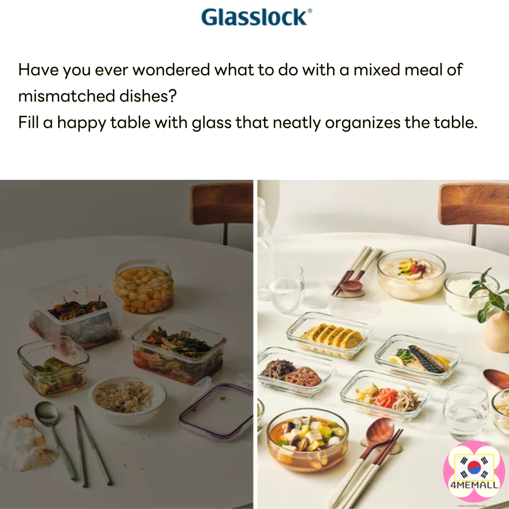 Glasslock Hansangcharim Plating Set for 2 Korean Table Setting Glass ...