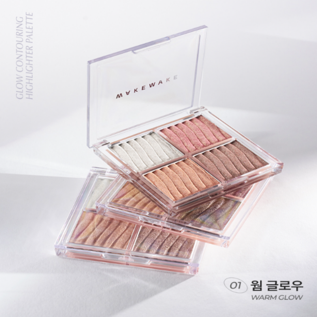 [WAKEMAKE] Glow Contouring Highlighter Palette 7.8g NEW | Bright pink glitter / Face & Body ...