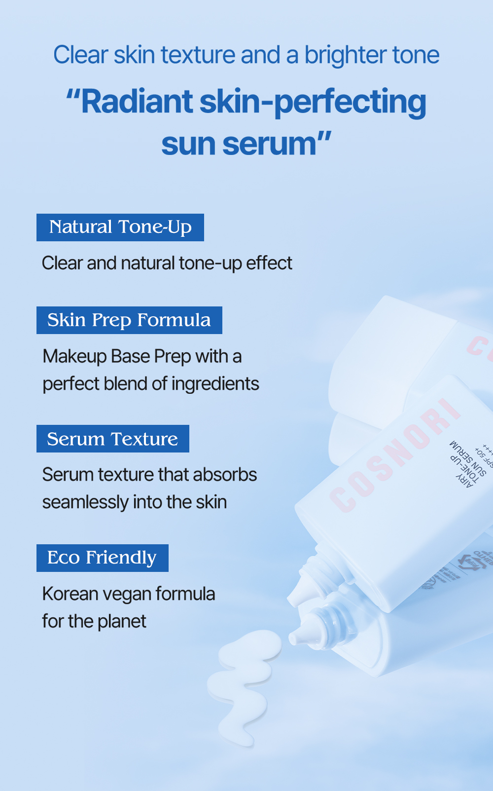 COSNORI Airy Tone-up Sun Serum SPF50+ PA++++ | Shopee Malaysia