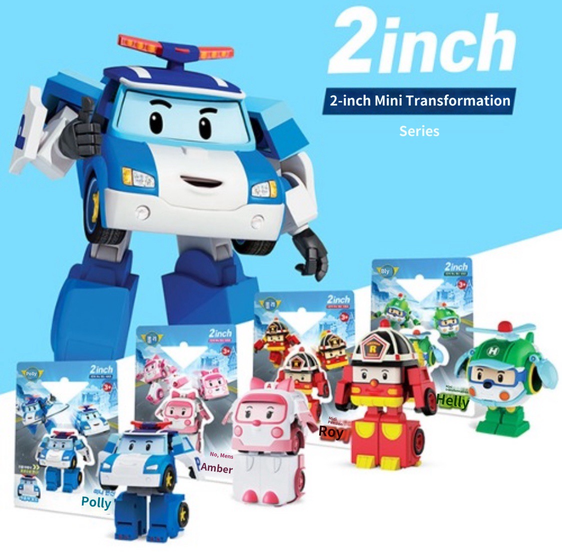[Robocar Poli] 2inch Mini Transfomation Minicar Transforming Robot ...