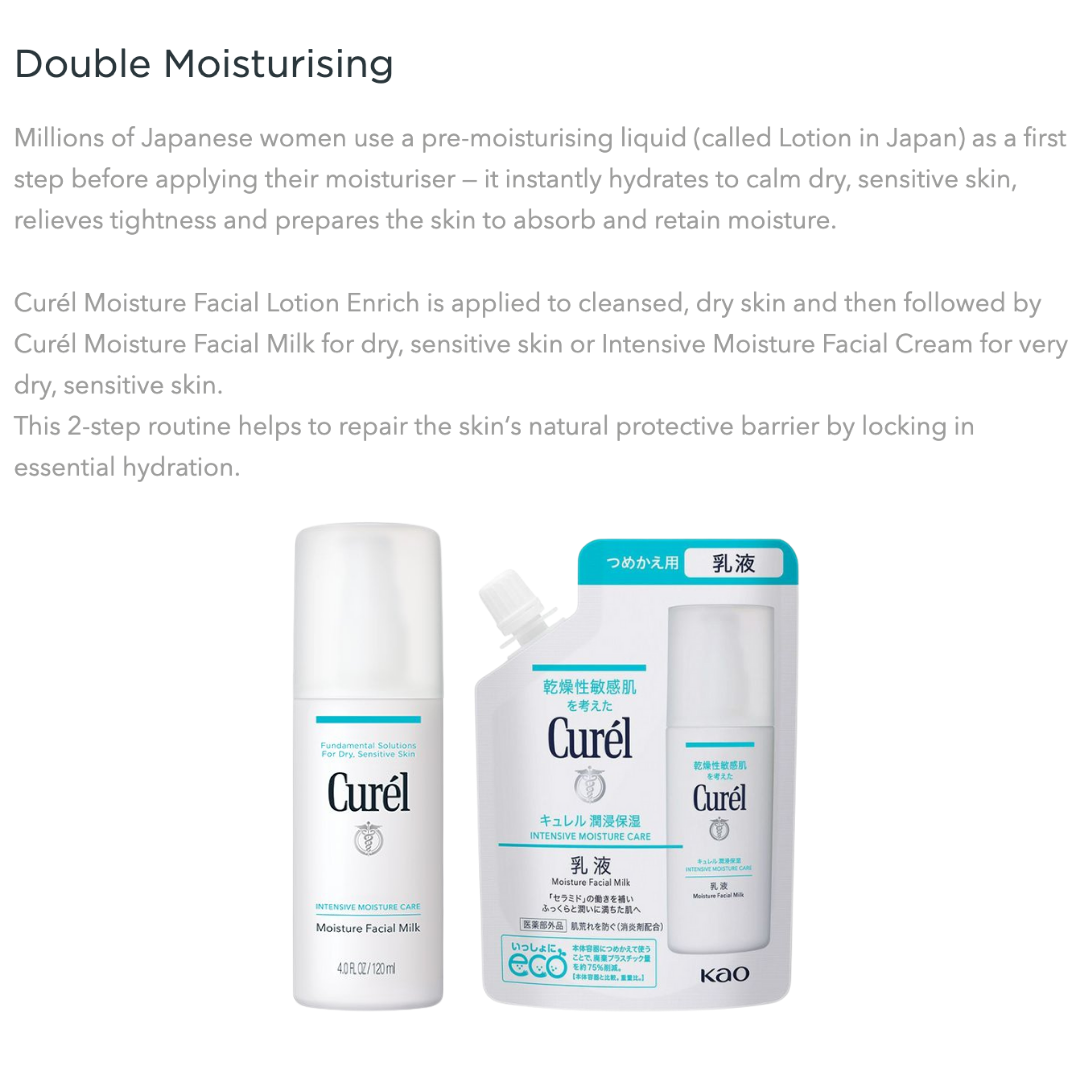 Kao Curel Moisture Face Milk Moisturizing emulsion 120ml Refill 100ml For Sensitive Dry Skin ...