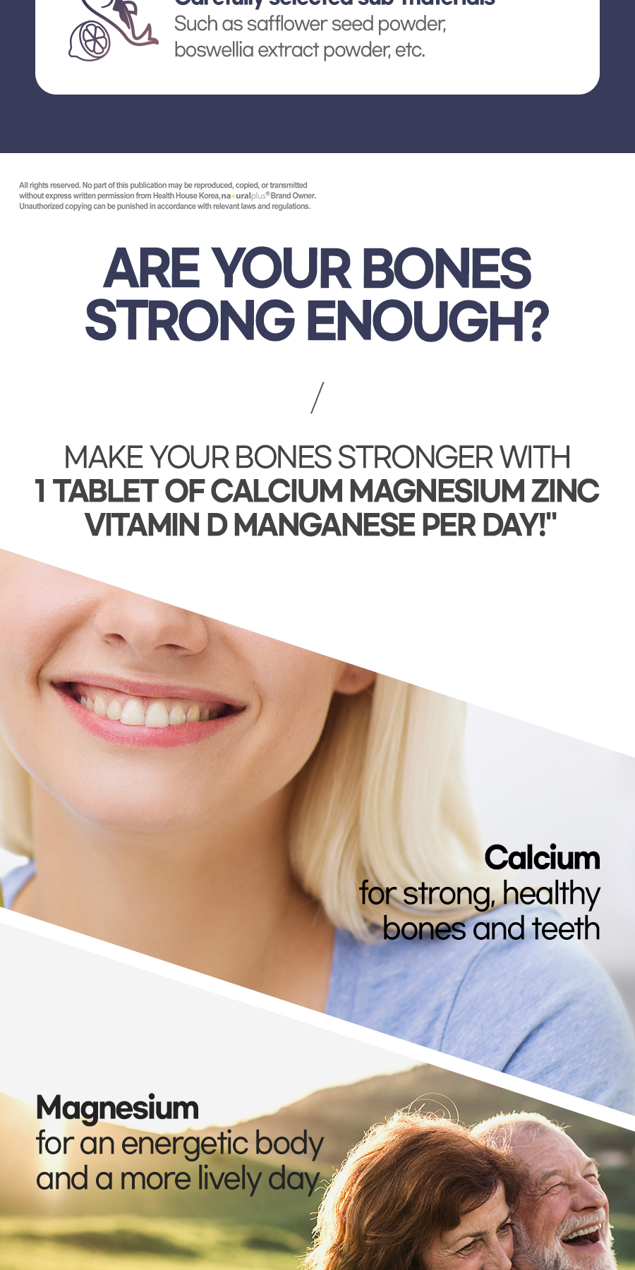 NATURALPLUS Korea Calcium Magnesium Zinc Vitamin D Manganese for Bone ...