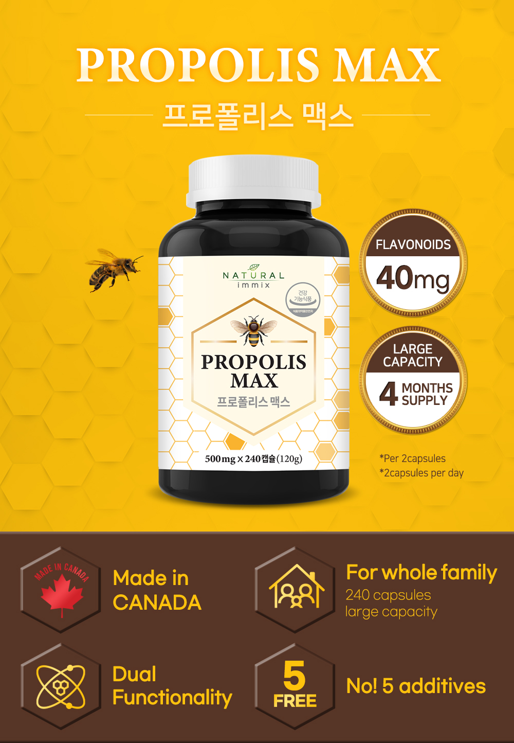 [Naturalimmix] Propolis Max (240 capsules) Immune Support Zinc ...