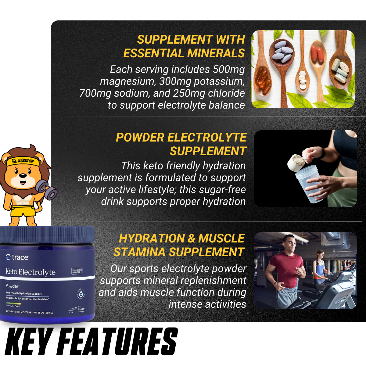 Trace, Keto Electrolyte Powder, Mineral Supplement for Energy & Muscle ...