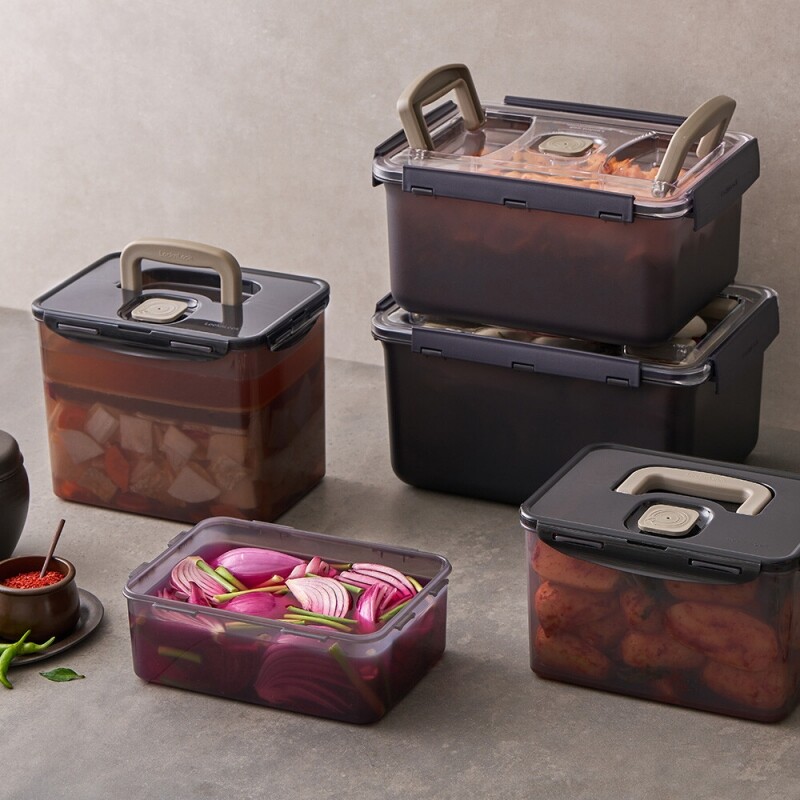 2PCS x LocknLock Rectangular 2.6L Breathing Kimchi Container Case Dark ...